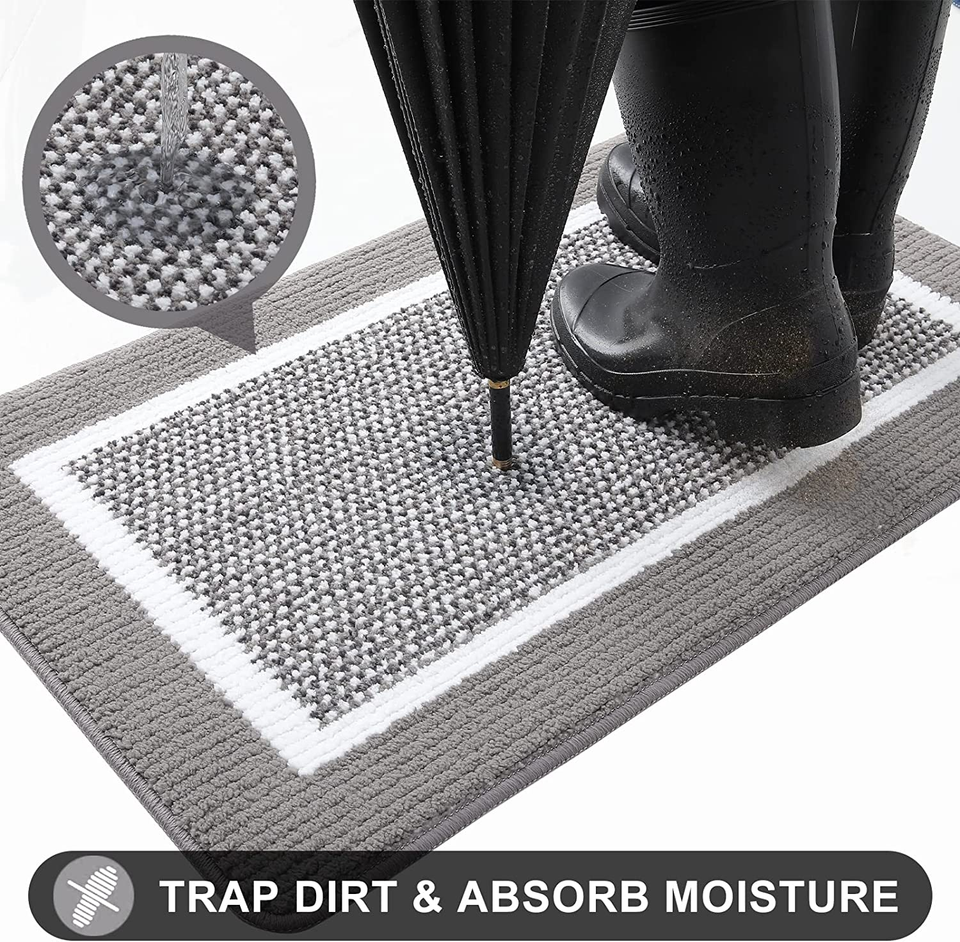 Indoor Door Mat, Non-Slip Absorbent Resist Dirt Entrance Mat, Washable ...