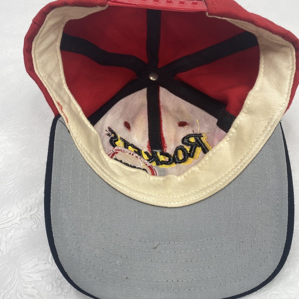 Vtg Houston Rockets NBA Red Black Adjustable Snapback Cap Hat 90s ...