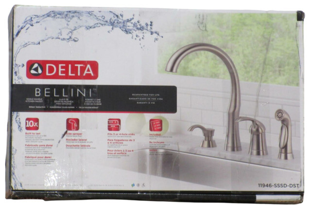 Delta Bellini Single Handle Kitchen Faucet With Spray and Soap ...