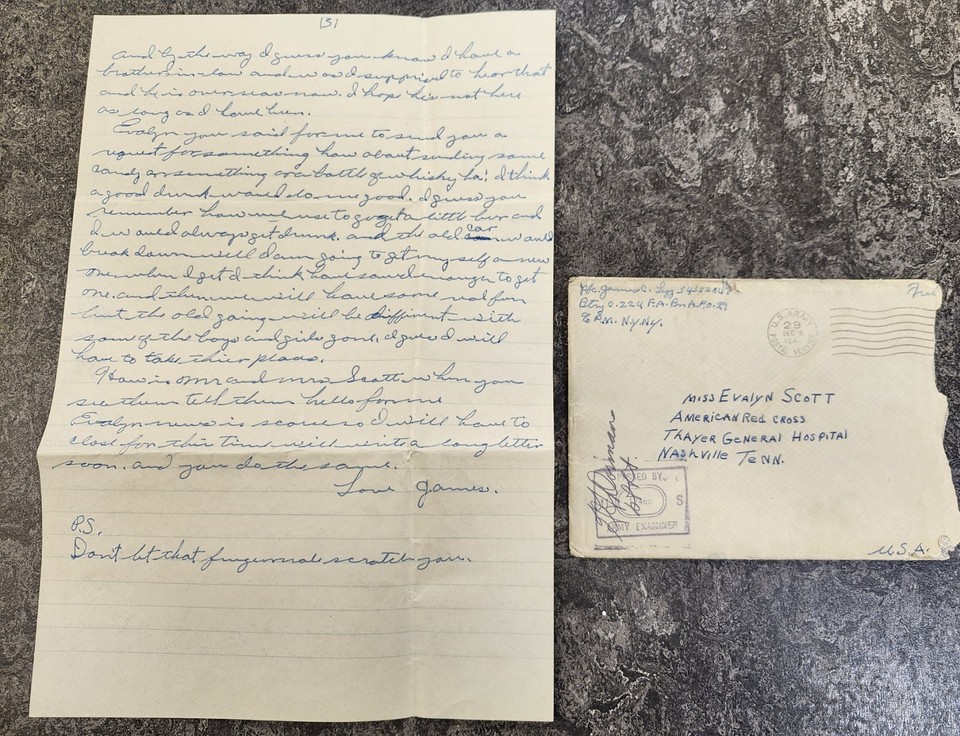 1943-45, World War II Letters (2 + PC) to Red Cross Worker/Nurse In US ...