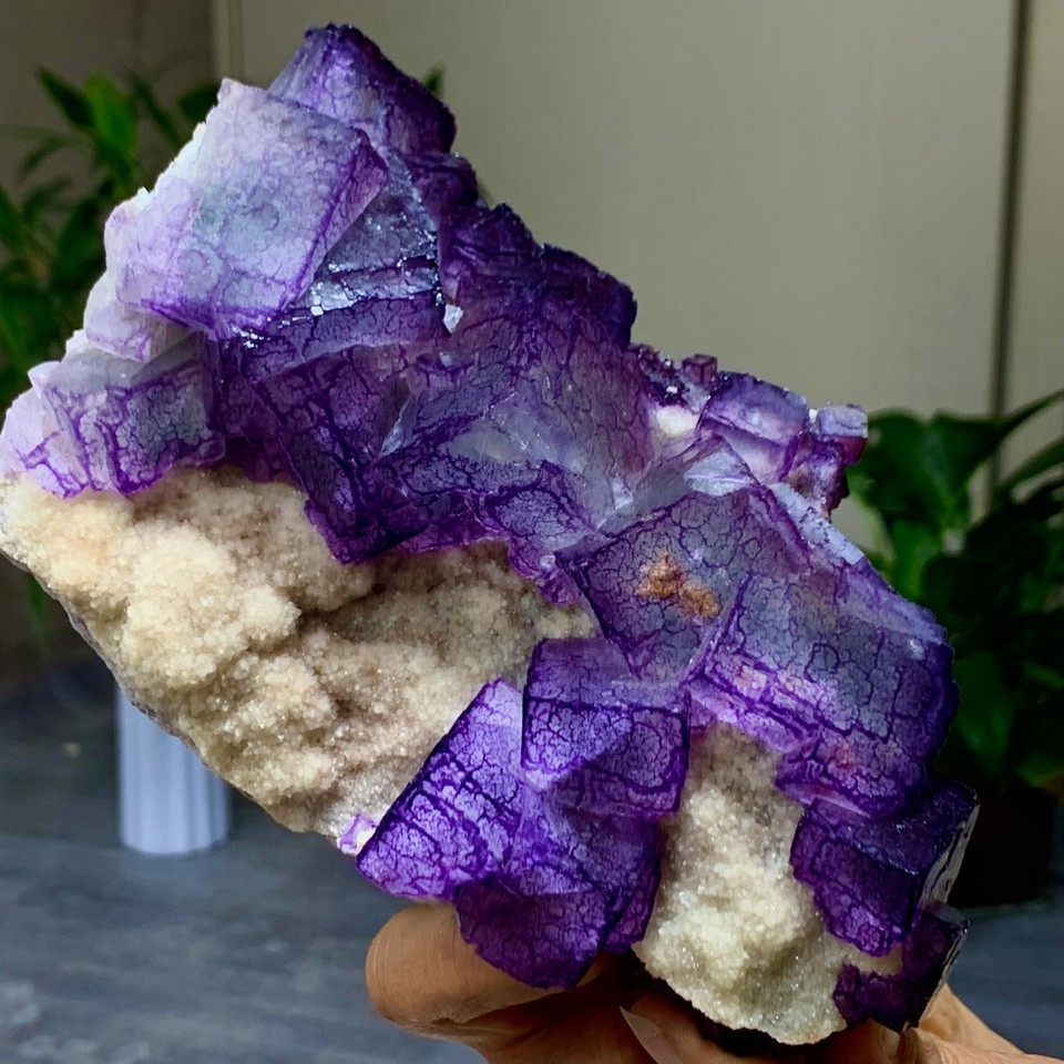 2.35LB Natural Purple "QR Code"Fluorite Cluster Crystal Mineral ...