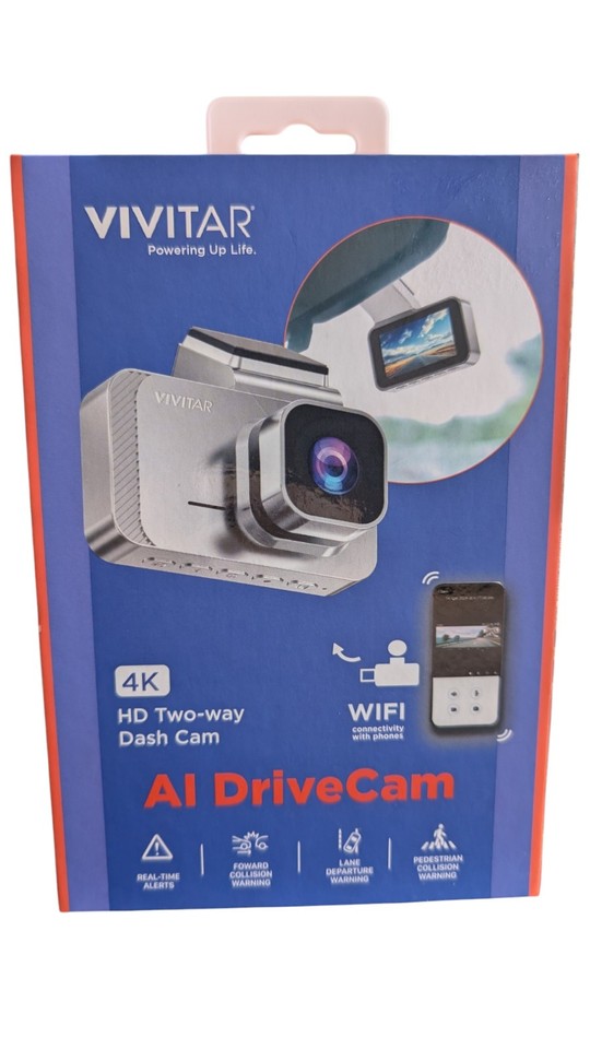 Vivitar 4K HD Two-Way Dash Cam with AI-All Distance Warnings-NEW-Orig ...