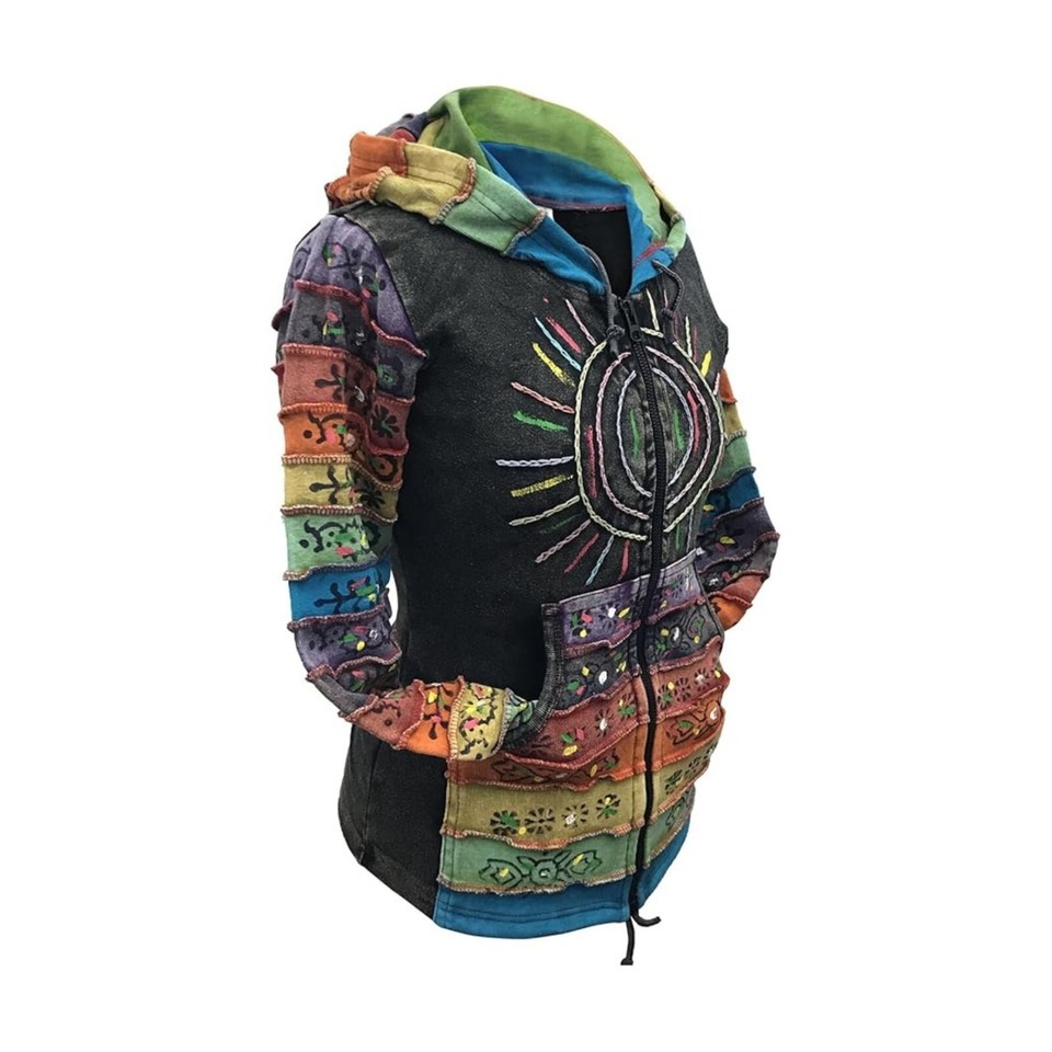 Women's Gothic Boho Sun Patchwork Faded Pixie Hippy Festival Ribs ...