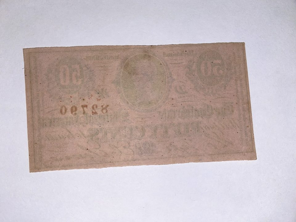 1863 Type 63 Confederate 50 cent note Bust of Jefferson Davis | eBay