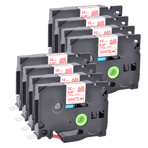 8PK Compatible with Brother TZe TZ-FA3R Fabric Iron-on 12mm Red Label ...