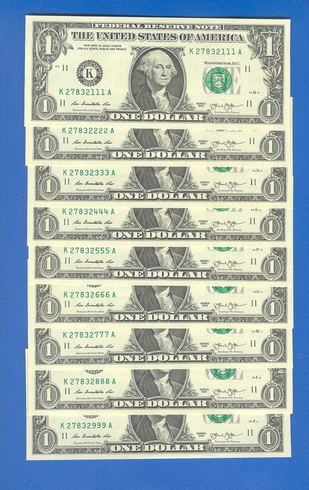 ~~ Triple 111 thru 999 ~~ ending # SET == Series 2013 == == K - A block ...