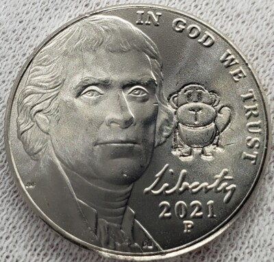 2021 5C Jefferson Nickel Monkey Ape Primate Baboon Chimpanzee ...