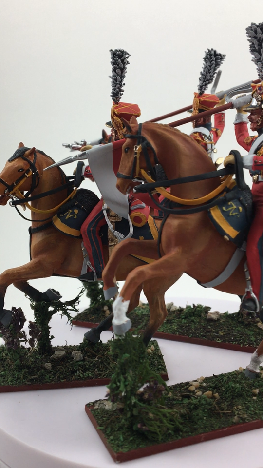 Painted Napoleonic tin toy soldier 1/30, French Red Lancers figure VID ...