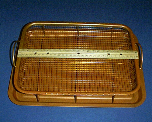 COPPER CHEF CRISPER Non-Stick 2-pc Oven Air Fry Pan Basket with Handles ...