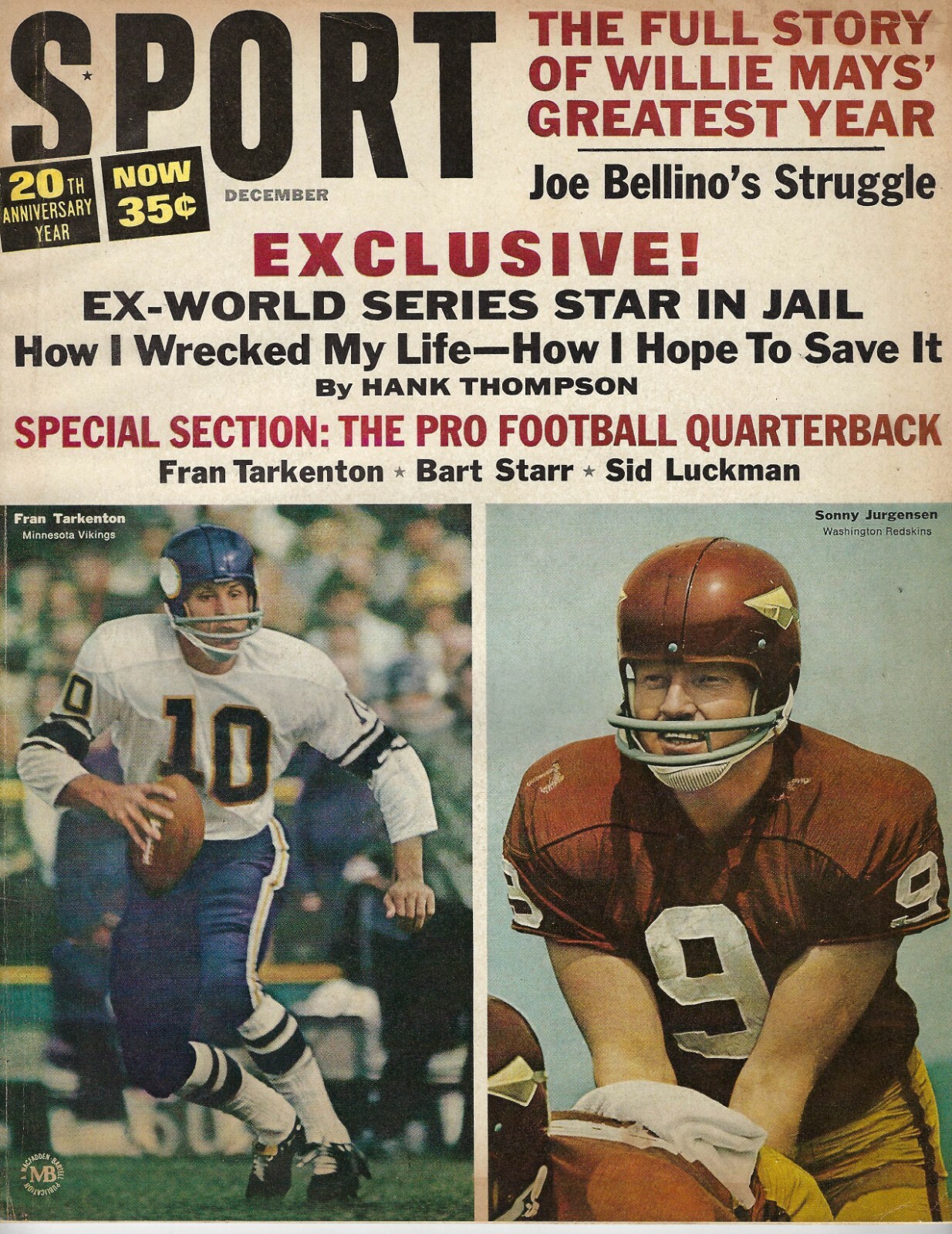 1965 Sport Magazine football Fran Tarkenton Minnesota Vikings Jurgensen ...