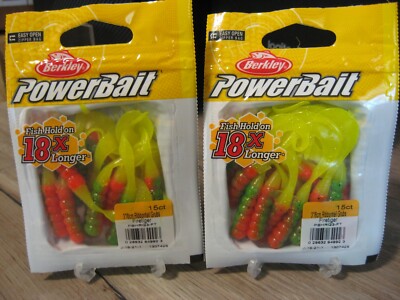 2 Packs Berkley 3" Ribbon Tail Grubs Soft Fishing PowerBait / Fire ...