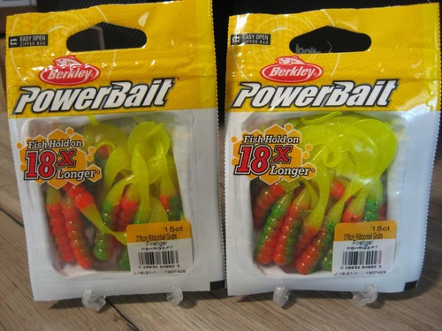 2 Packs Berkley 3" Ribbon Tail Grubs Soft Fishing PowerBait / Fire ...