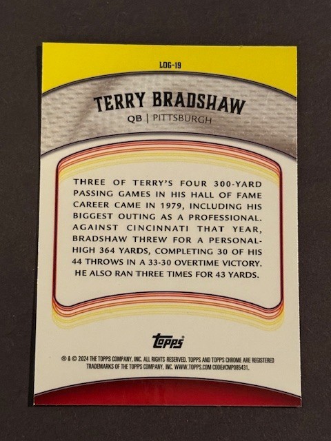 2024 Topps Chrome Legends of the Gridiron Terry Bradshaw Pittsburgh ...