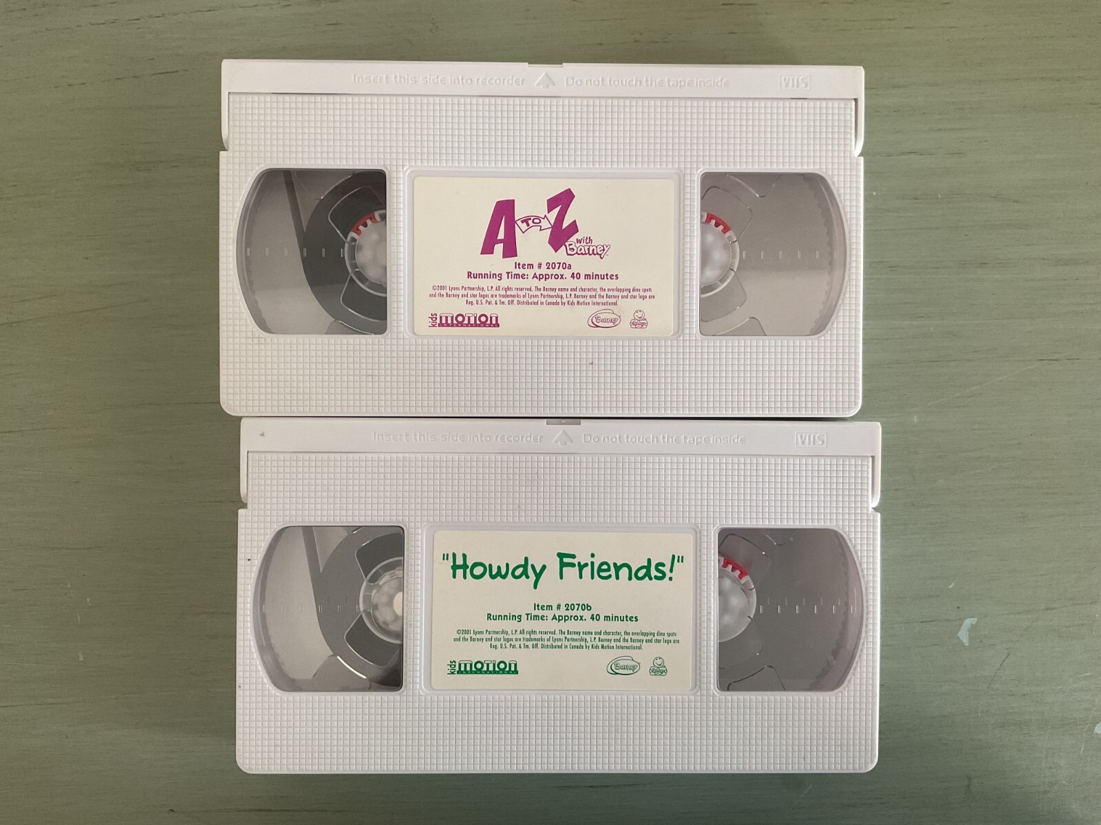 Barney A to Z & Howdy Friends! 2001 CA VHS Side Labels 638 & 639 VERY ...