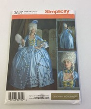 Simplicity 3637 Marie Antoinette Sewing Pattern 18th Century Gown Sizes ...