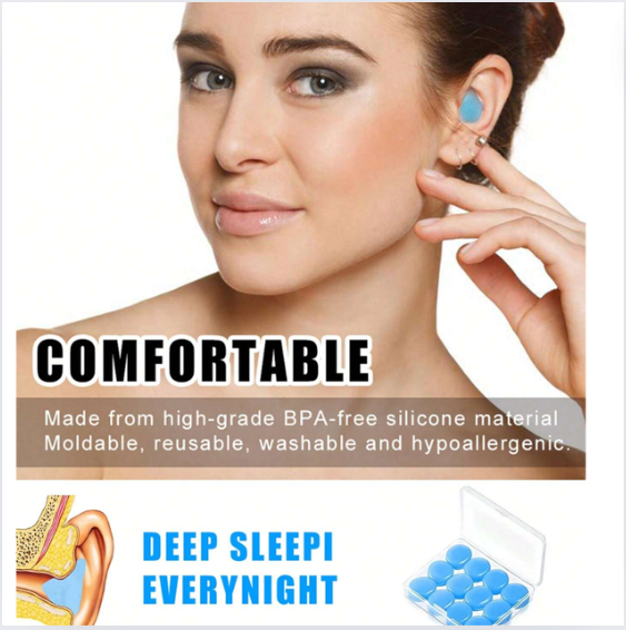 12Pcs Soft Silicone Noise Cancelling Ear Plugs Reusable Mouldable for ...
