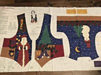 Vtg Christmas Vest Sewing Fabric Craft Cranston Print Works Dream ...