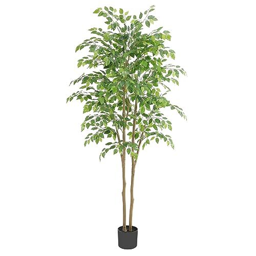 Tall Ficus Tree Artificial，(72in) Faux Ficus Tree with Realistic Smooth ...