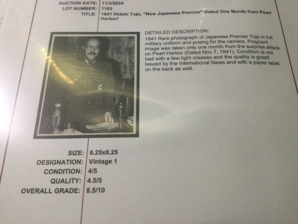 1941 Hideki Tojo, "New Japanese Premier" Dated One Month from Pearl ...