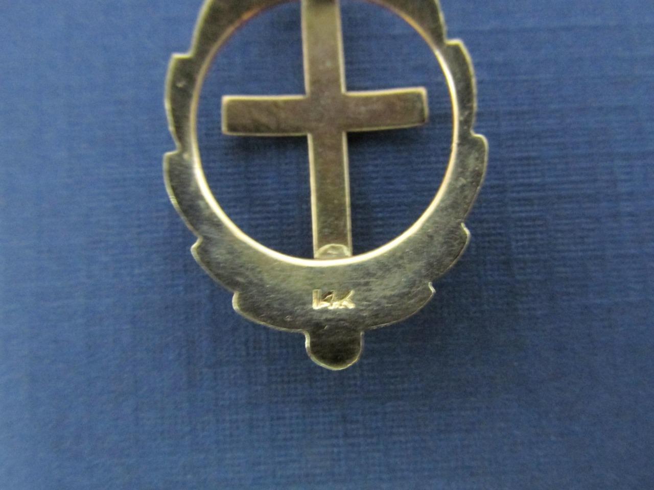 14k Solid Yellow Gold Unique Christian Cross Pendant Hallmark 14k Circa ...