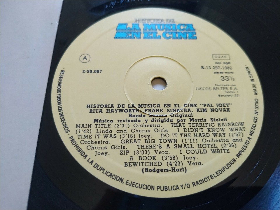 Pal Joey Sinatra Rita Hayworth Kim Novak Bande Originale - LP vinile 12 ...