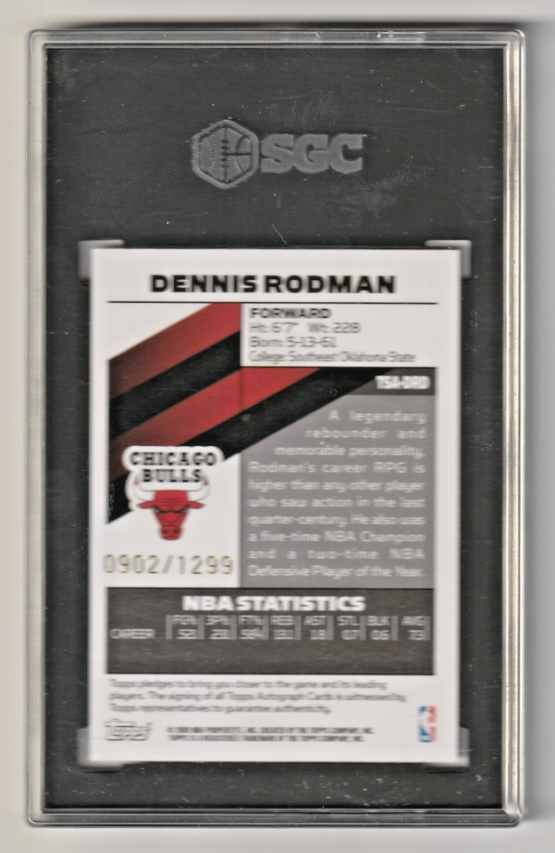Dennis Rodman 2008 Topps Signature Autograph Auto SCG 10 Chicago Bulls ...