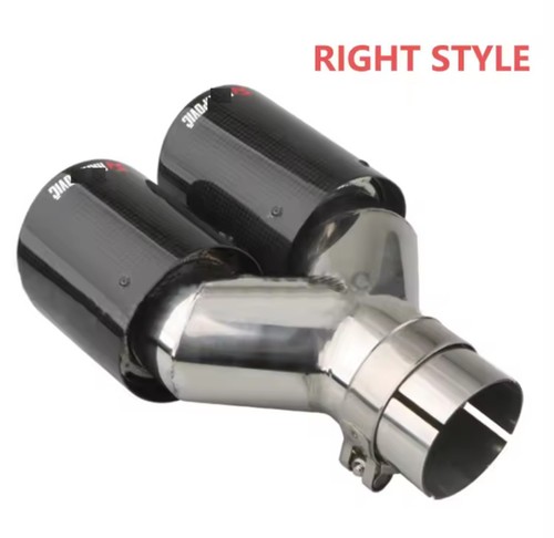 GLOSS BLACK CARBON FIBRE AKRAPOVIC EXHAUST TIPS STEEL TWIN | eBay UK