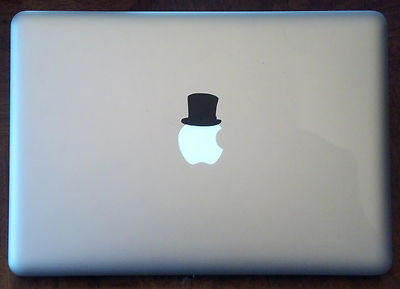 Top Hat Apple Logo Vinyl Sticker Decal Macbook Pro window laptop funny ...