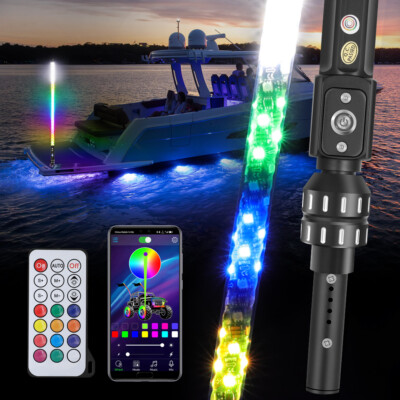 3FT Nav Lighted for Boat LED Whip Light Flag Navigation Anchor ...