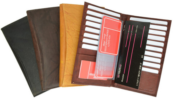 Genuine Leather 19 Slots Credit Card Holder Wallet ID Window Men Women ...