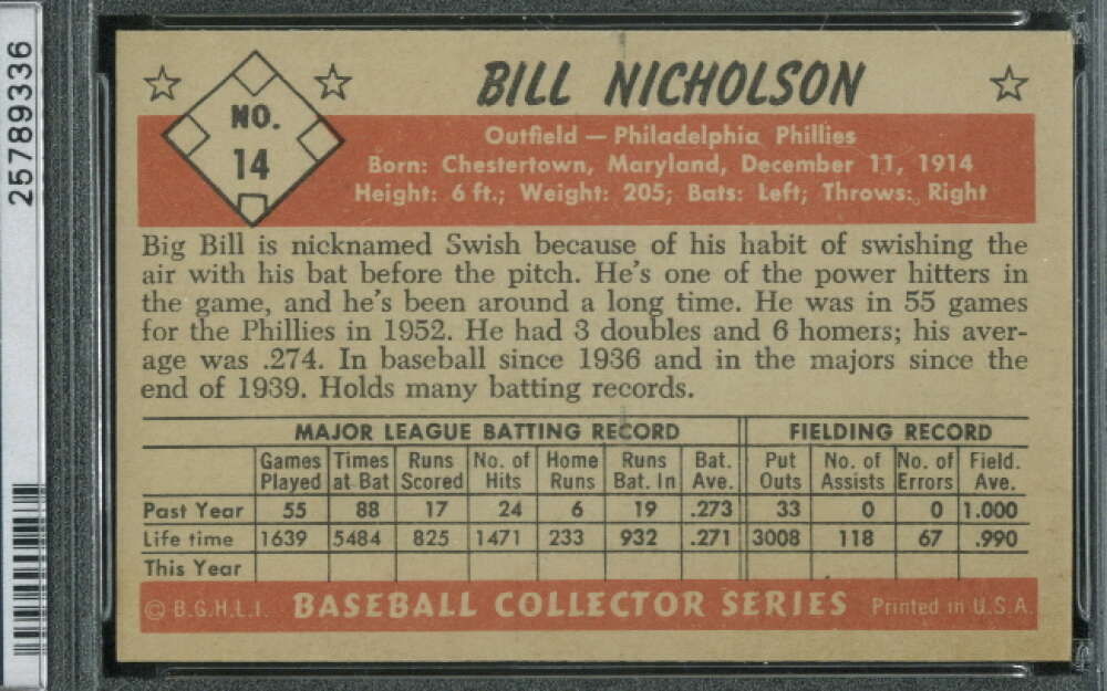 1953 Bowman - Black and White Bill Nicholson #14 for sale online | eBay