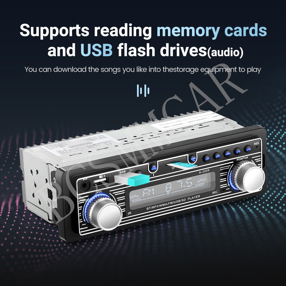 Single 1DIN Bluetooth 5.0 Car Stereo FM Radio Multimedia Player Audio ...