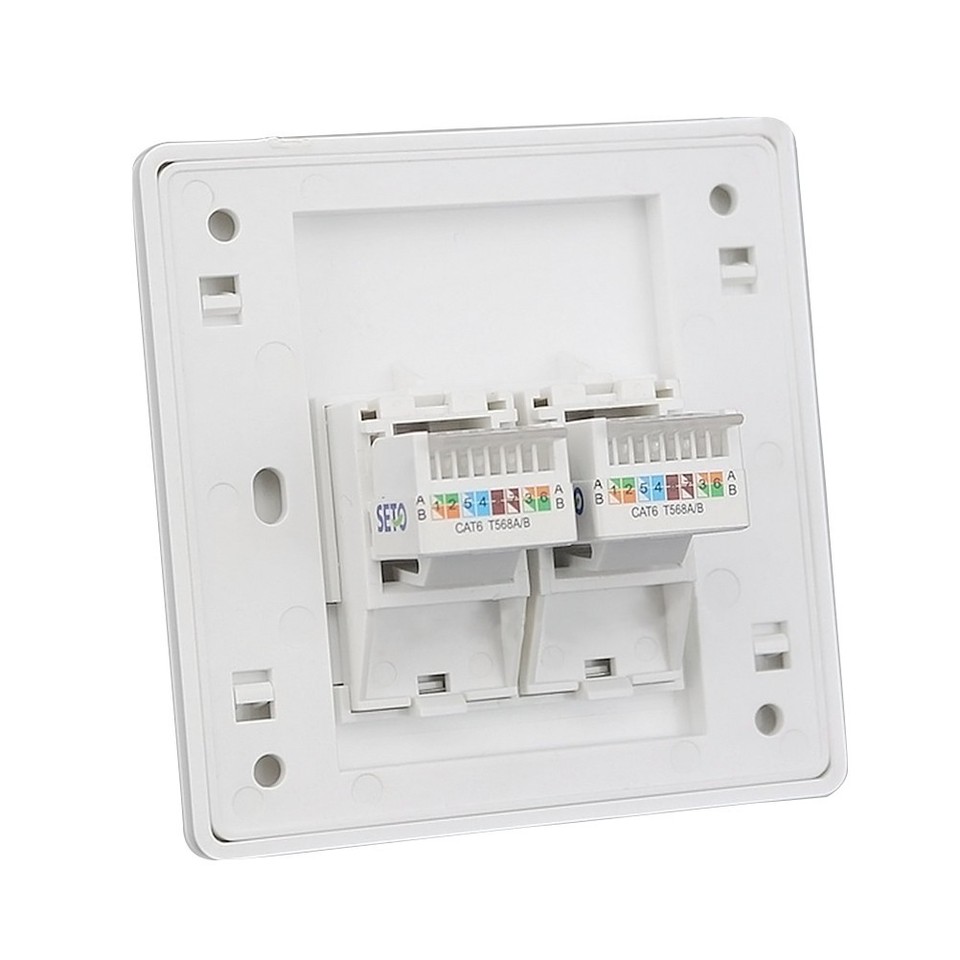 Ethernet Wall Plug Double Socket Adapter Plate with 2-port Keystone ...