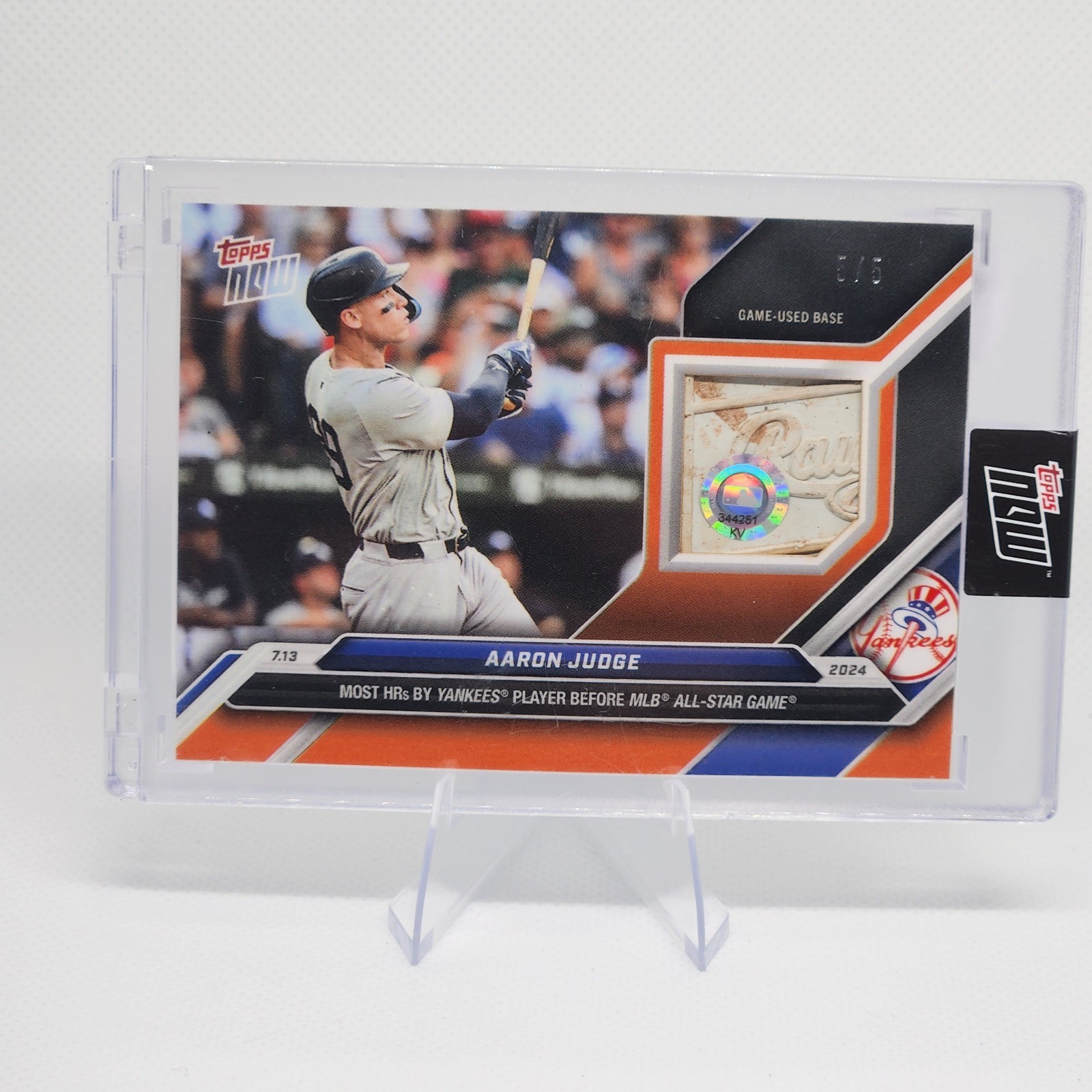 2024 Topps Now Aaron Judge Game-Used Base Relic /5 Yankees MLB Auth | eBay