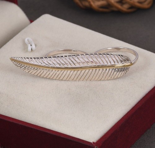 Feather Leaf Design For Girls Women Two Tone Double Finger Rings Nature ...