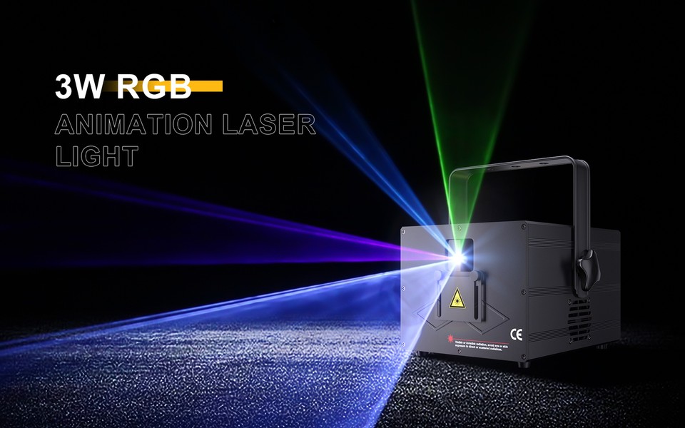 New Version 3W 3D Animation RGB Full Color ILDA Projector Laser Light ...