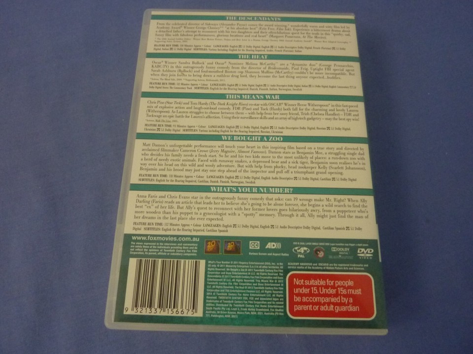 Girls' Night In DVD 5Movies Boxset Descendants Heat This Means War Zoo ...