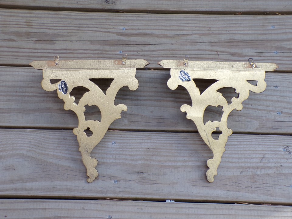 Vintage Pair French Country Syroco Wood Gold Filigree Wall Shelves Set ...