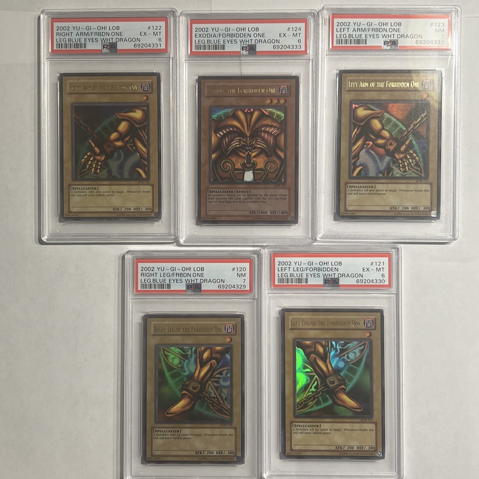 Yugioh 2002 Exodia the Forbidden One LOB 120-124 Complete Set PSA 7 PSA ...