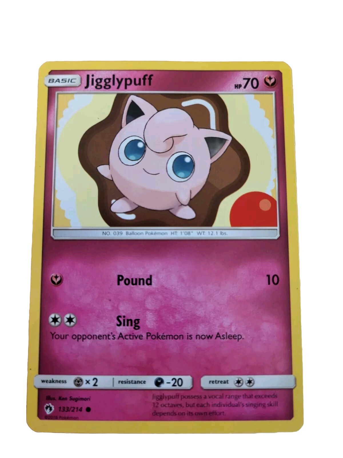 Pokemon TCG Sun & Moon Lost Thunder Jigglypuff 133/214 Trading Card (A0 ...