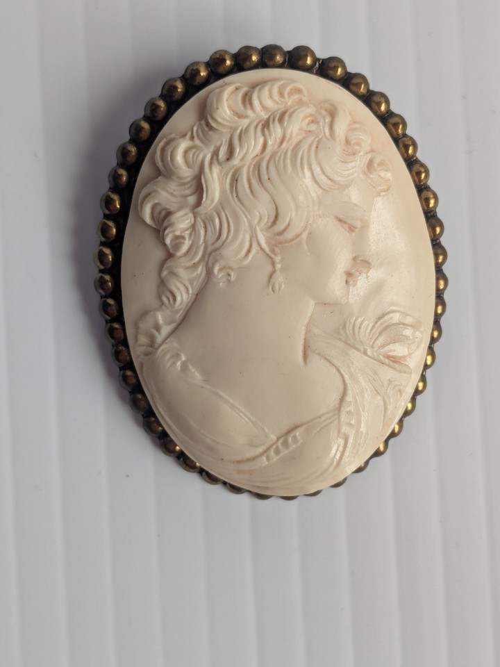 Vintage Faux Ivory Cameo Brooch Beautiful | eBay