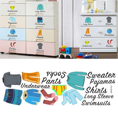 Costume Label Decal Wardrobe Classification Decals Clothing Sticker ...