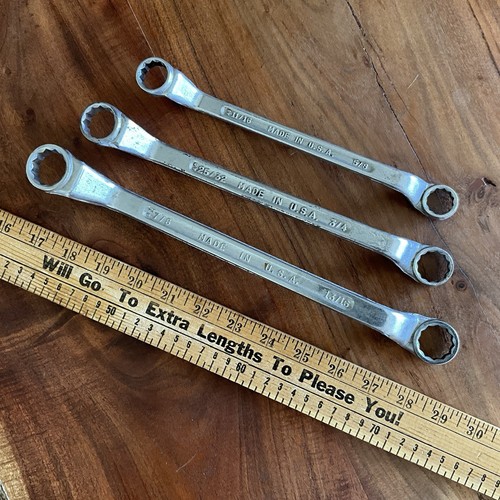 VTG 3pc Deep Offset Box End Wrench Set USA 11/16, 25/32, 7/8, 5/8, 3/4 ...