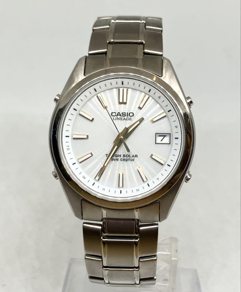 CASIO LINEAGE LIW-130T Solar Radio Watch Titanium Analog Men's Working ...
