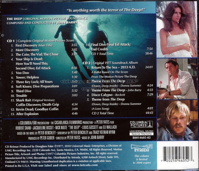 The Deep Soundtrack Score CD Intrada Vol 143 Limited 3000 John Barry 2 ...