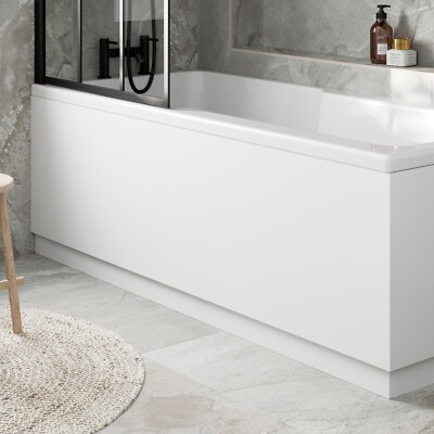 Front Side Bath Panel Bathroom Modern Easy Cut 1700mm MDF White Gloss ...