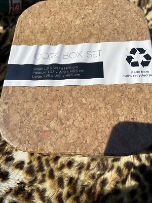 New Cork Storage Box Of 3 Bnip Free Post (Acc192) | eBay