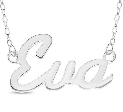 Eva Name Plate Necklace Pendent Sterling Silver female Personalized ...