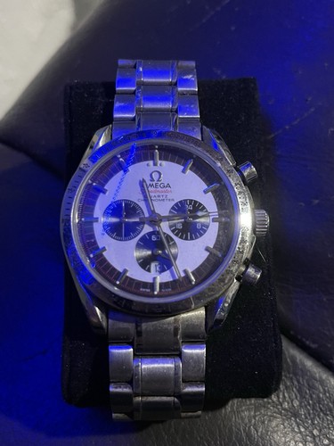 OMEGA SPEEDMASTER QUARTZ CHRONOMETER MENS WATCH SWISS MADE SILVER | eBay