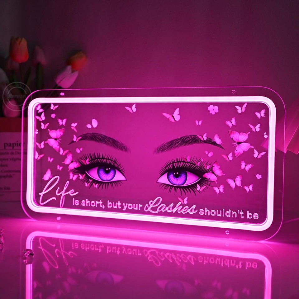 Pink Lashes Neon Sign Light for Beauty Salon Eyelash Extension Studio ...